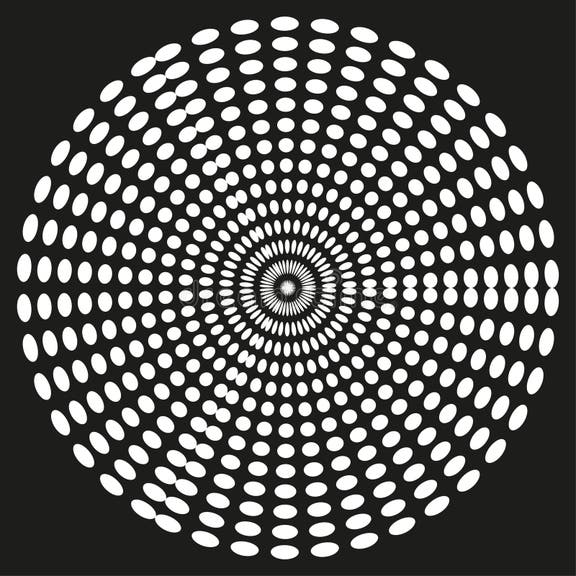 Halftone Dot Circle. Radiating Ring Vector. Optical Depth Pattern. Bold Noir Contrast Stock ...