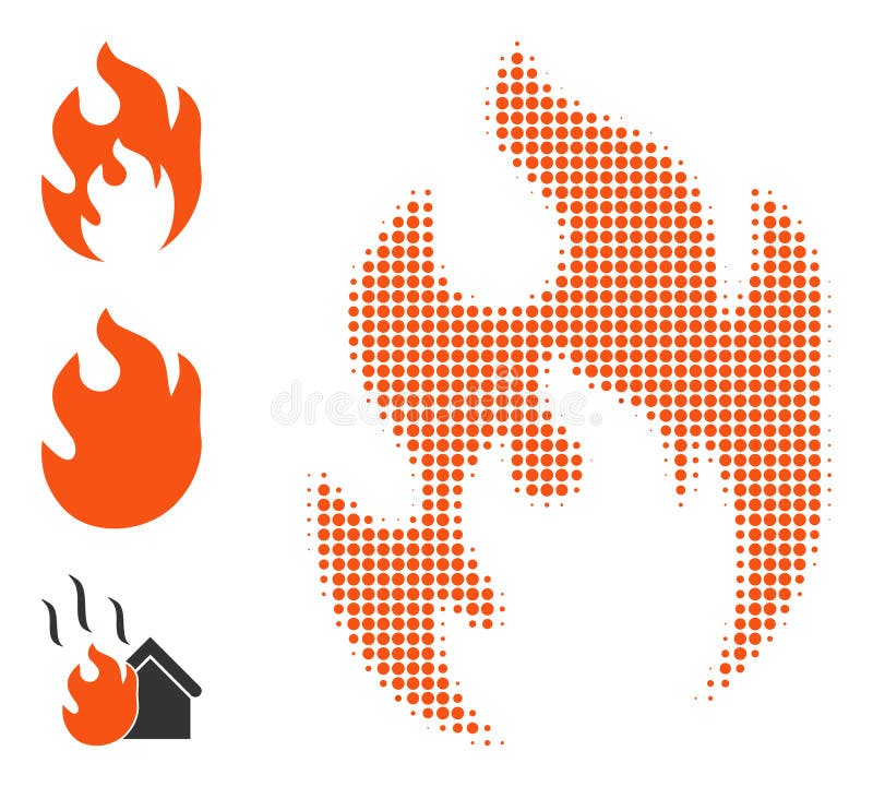 Halftone Dot Vector Fire Flame Icon Stock Vector - Illustration of fire ...