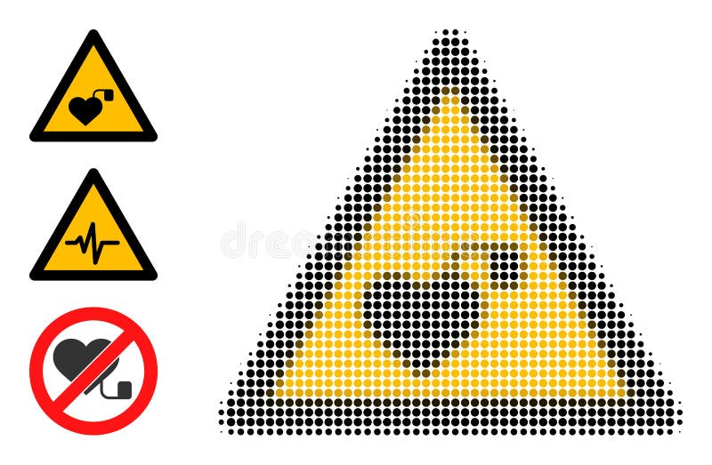 Halftone Dot Vector Pacemaker Warning Icon Stock Vector - Illustration ...