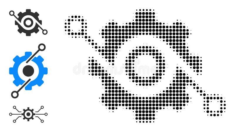 Halftone Dot Vector Smart Gear Icon Stock Vector - Illustration of ...
