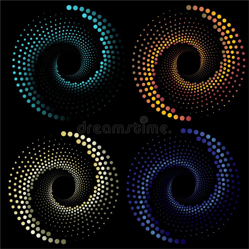 Halftone Circular Dotted Frames Set, Spotted Spray Texture. , Circle ...