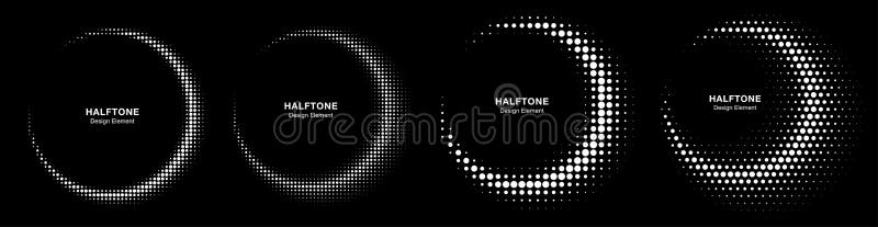 Halftone Dots Circle Frame Abstract Dots Logo Emblem Design Element Set ...