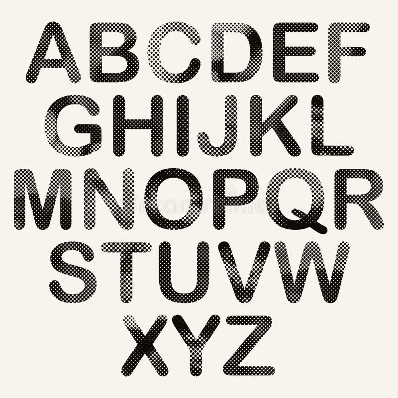 Halftone dots font, black. stock vector. Illustration of character ...