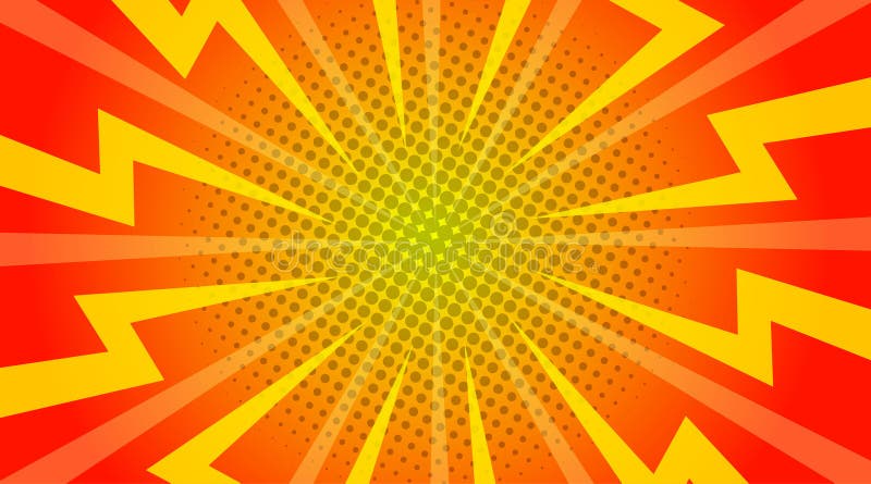 Halftone Lightning Explosion Pop Art Comic Background. Cartoon Vector ...