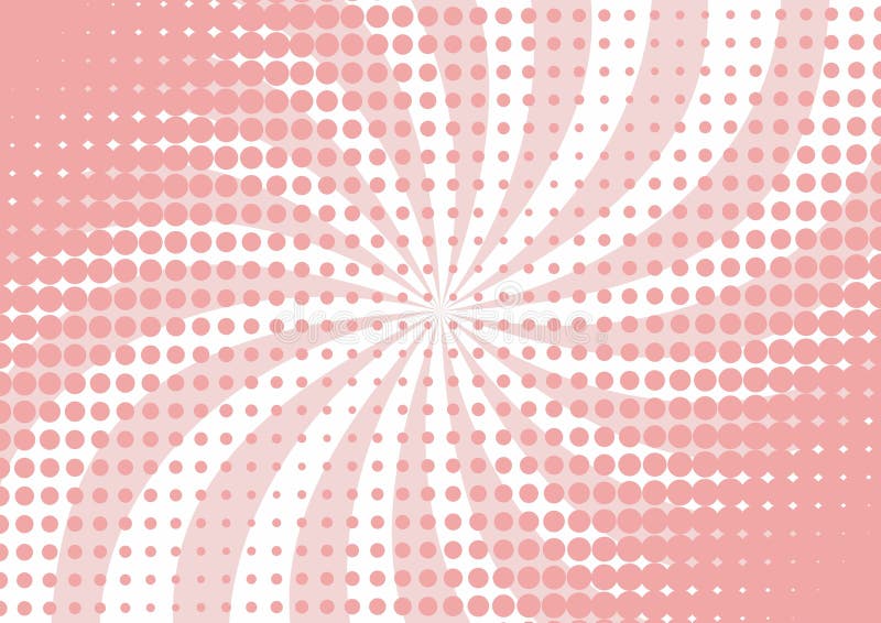 Halftone Dots with Wavy Rays on Abstract Pink and White Background ...