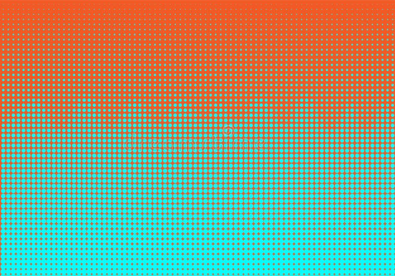 Cyan Halftone Dots Wave Pattern in Orange Background Stock Vector ...
