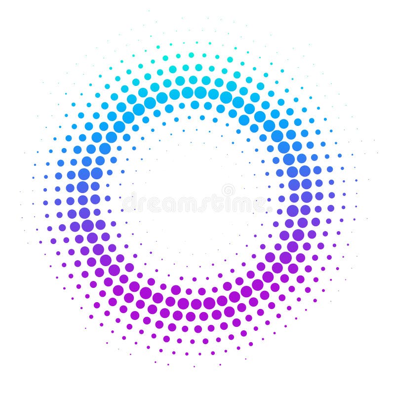 Halftone Dotted Colorful Gradient Frame. Isolated Vector Dotted Circle ...