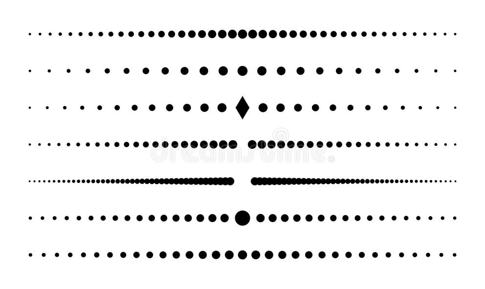 Halftone Dotted Dividers Set. Abstract Geometric Minimal Border Text Separator Lines Stock ...
