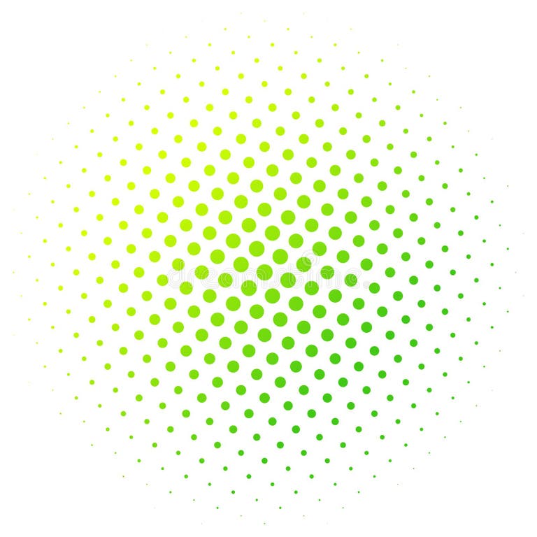 Halftone Dotted Gradient Green Circle. Isolated Vector Dotted Spot ...