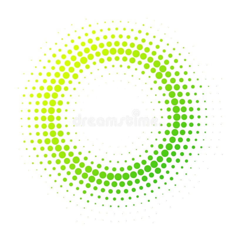 Halftone Dotted Green Gradient Frame. Isolated Vector Dotted Circle ...