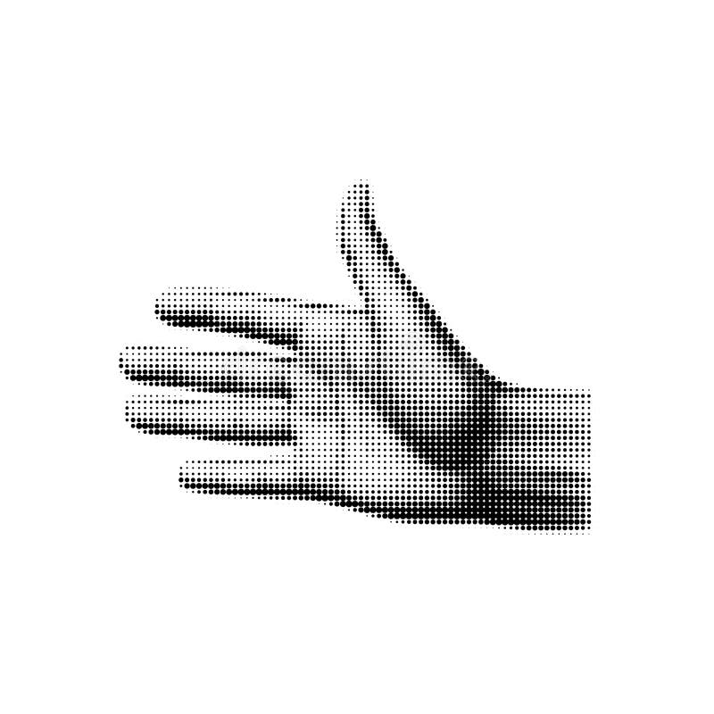Halftone Dotted Hand Open Palm Gesture Black. Open Palm Retro Pop Art ...
