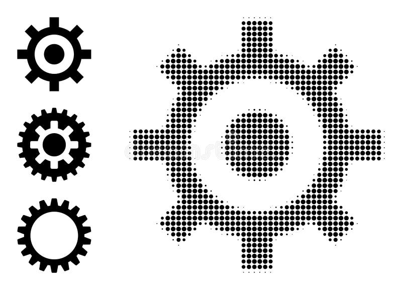 Halftone Dotted Vector Cog Icon Stock Vector - Illustration of pixel ...