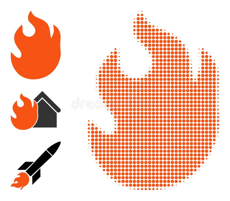 Halftone Dotted Vector Fire Icon Stock Vector - Illustration of danger ...