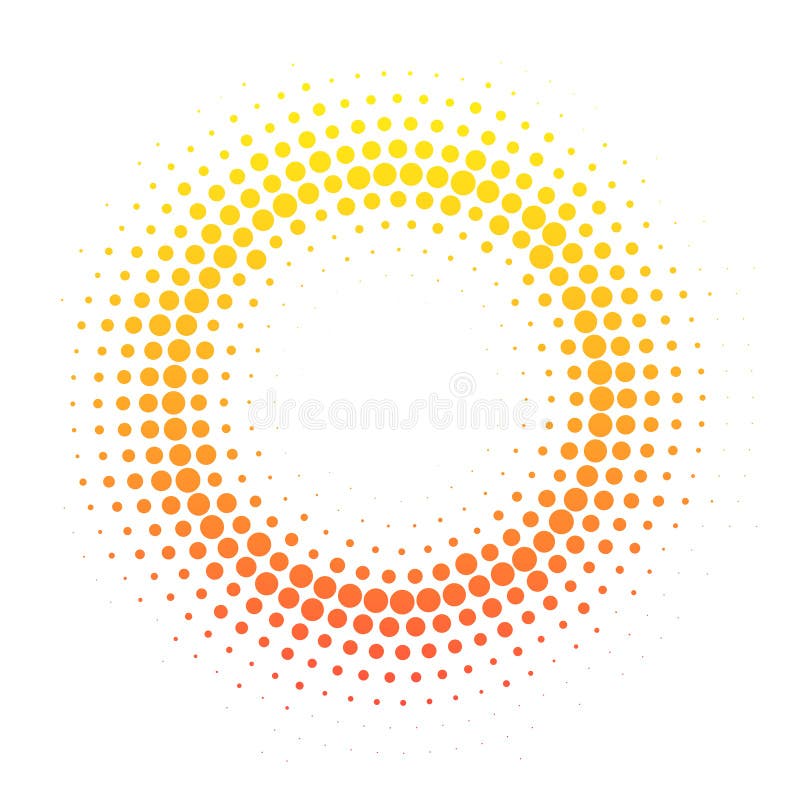 Halftone Dotted Yellow Orange Gradient Frame. Isolated Vector Dotted ...