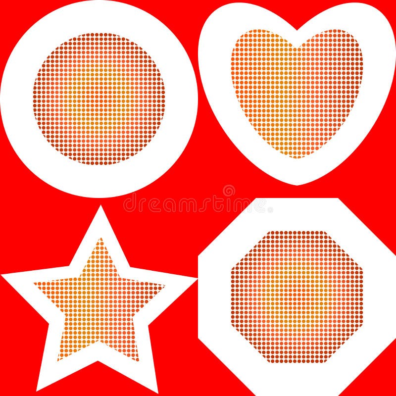 Halftone Effect Circle, Heart, Star, Polygon Stock Illustration ...