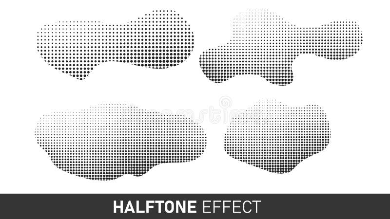 Halftone Effect Design Elements. Abstract Shapes. Stock Vector ...