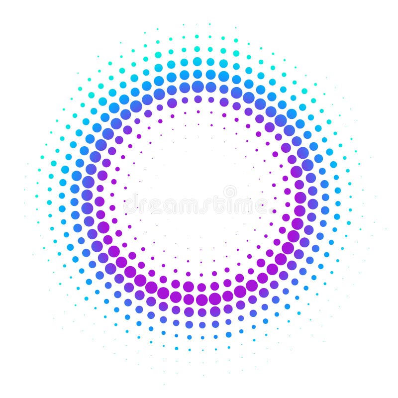 Halftone Dotted Colorful Gradient Frame. Isolated Vector Dotted Circle ...