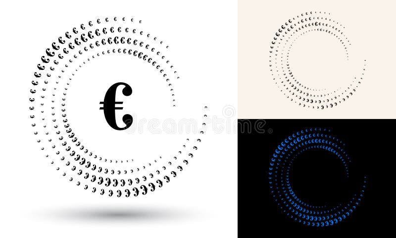 Halftone Euro Sign in Circle Form. Round Logo or Icon. Vector Frame As ...