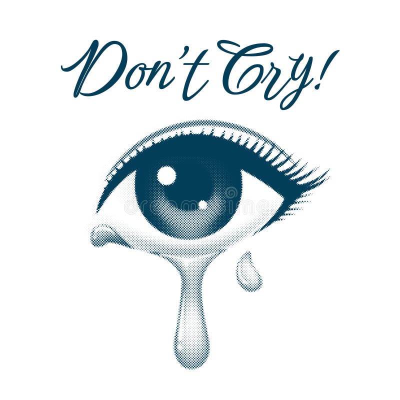 Halftone eye with tears stock vector. Illustration of tear - 349182281