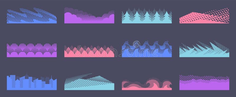 Halftone Footer Dividers. Layered Page Separators with Dot Pattern ...