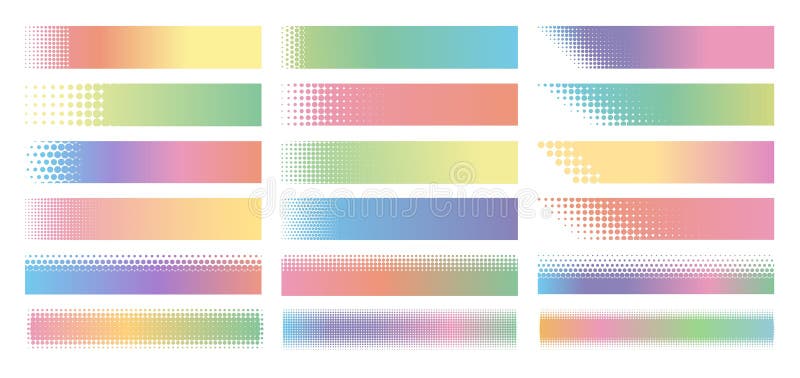 Halftone Frames. Dotted Gradient Banner. Header with Circle Mosaic ...