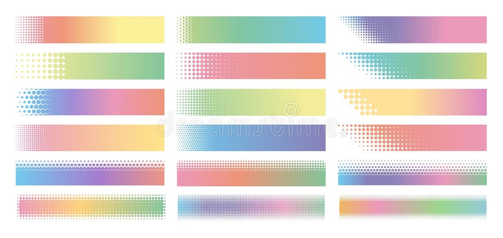 Halftone Frames. Dotted Gradient Banner. Header with Circle Mosaic ...