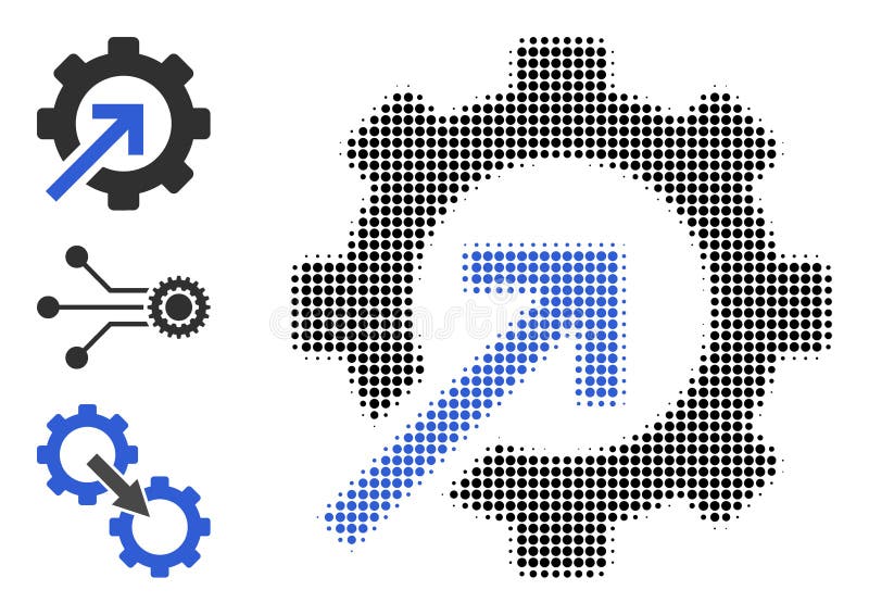 Halftone Dotted Vector Gear Integration Icon Stock Vector ...