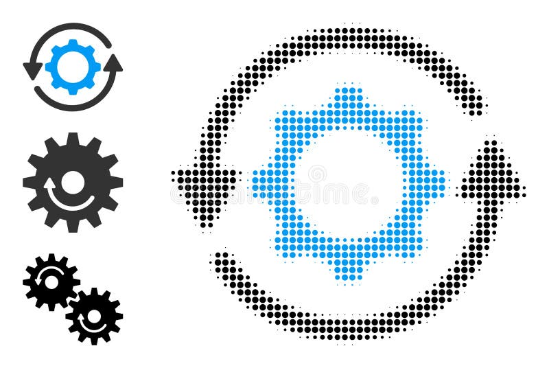 Gear Rotation Arrow Direction Vector Black Color Set Stock Vector ...