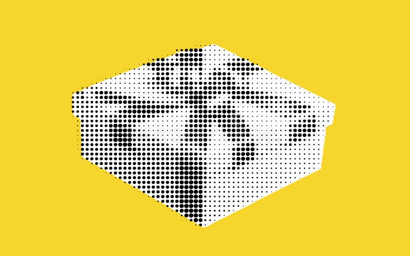 Halftone Gift Box Illustration on Yellow Background Stock Illustration ...