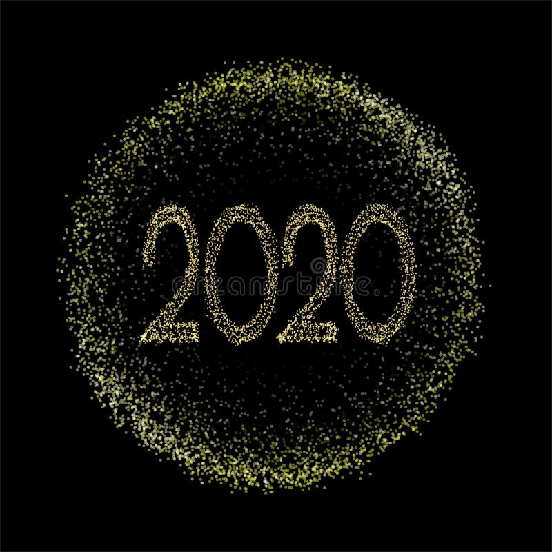 2020 Halftone Gold Circle Tag, Golden Banner, New Year Frame, Text 2020 ...