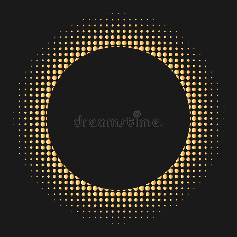 Halftone Gold Luxury Style Round Frame on Black Background Stock Vector ...