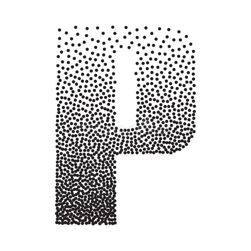 Halftone Gradient Grain Letter P. Vector Stipple Dotted Font Stock ...