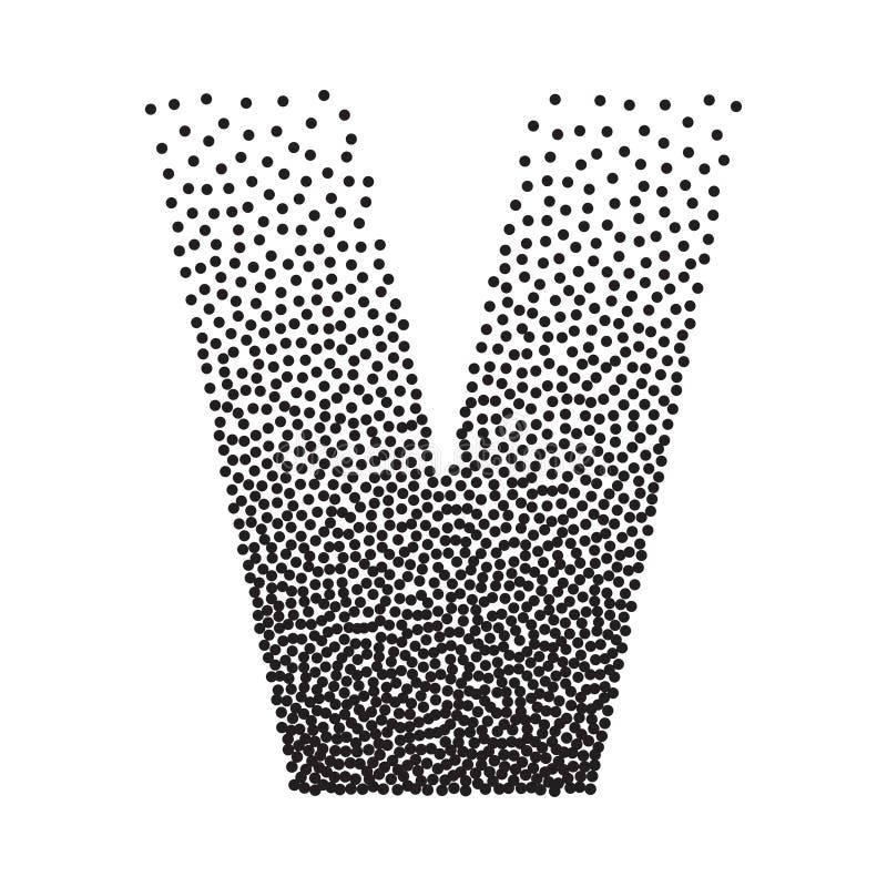 Halftone Gradient Grain Letter V. Vector Stipple Dotted Font Stock ...