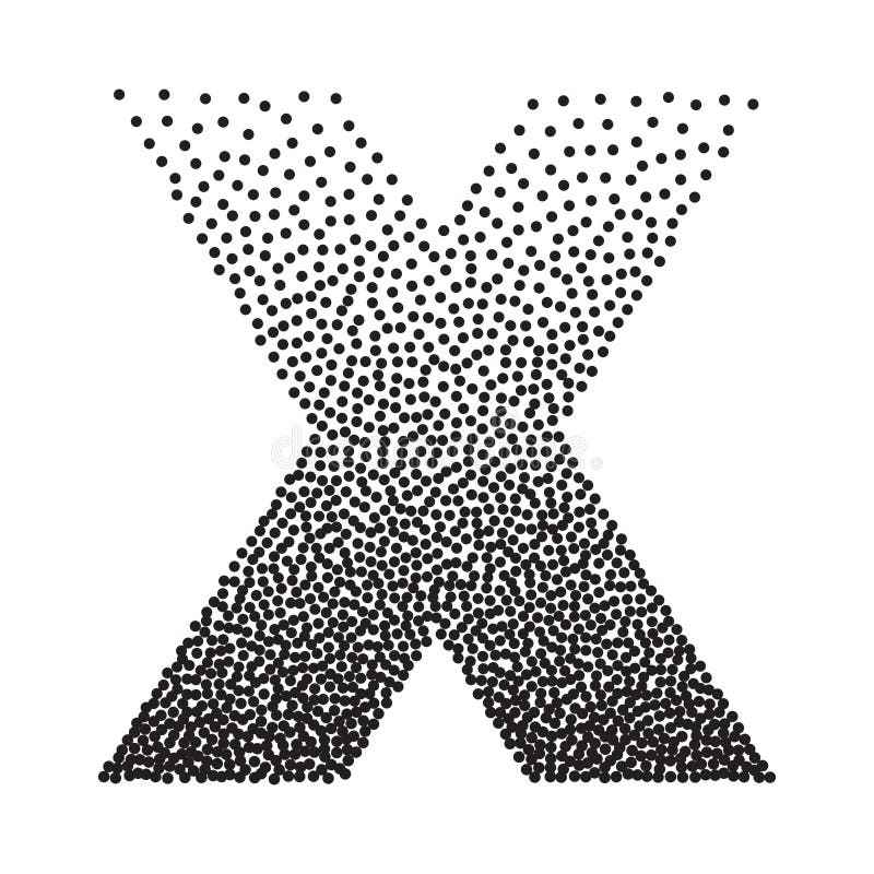 Halftone Gradient Grain Letter X. Vector Stipple Dotted Font Stock ...