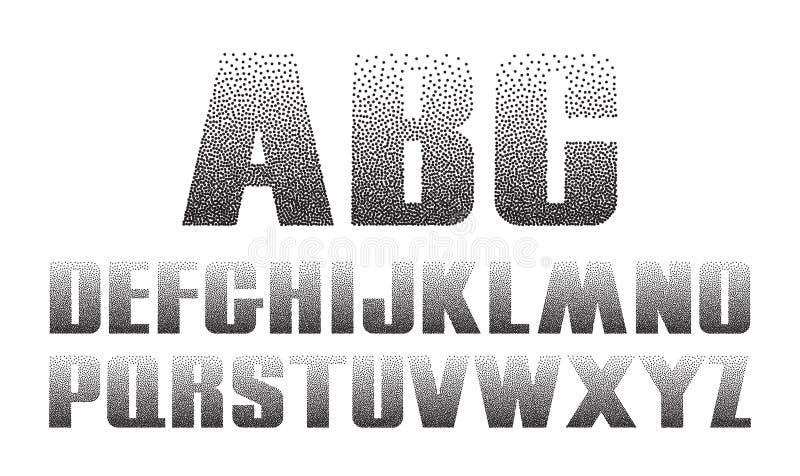 Halftone Gradient Grain Letters. Vector Stipple Dotted Font Stock ...