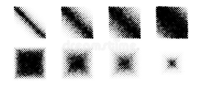 Halftone Gradient Square Shapes Set. Dotted Sand Texture Cubes ...