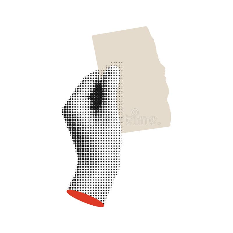 Halftone Hand Gesture Retro Vector Torn Ripped Paper Note Message ...