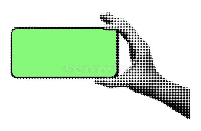 Halftone Hand Holding Smartphone Vertically Vector Illustration Stock ...