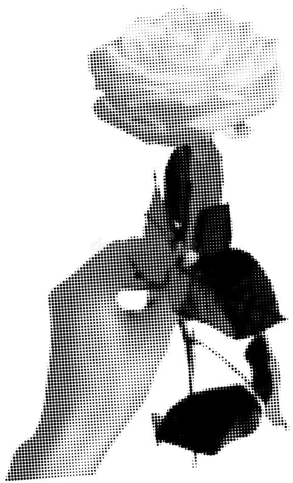 Halftone Hand with Rose stock illustration. Illustration of retro ...