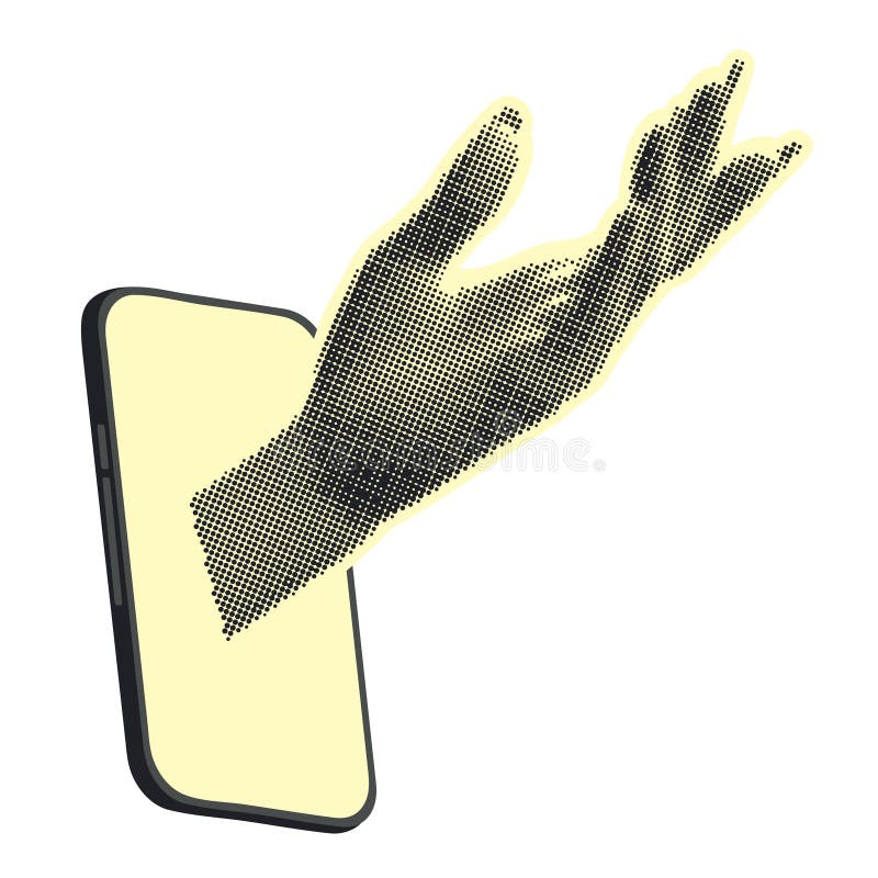Halftone Hand in the Smartphone Stock Illustration - Illustration of ...
