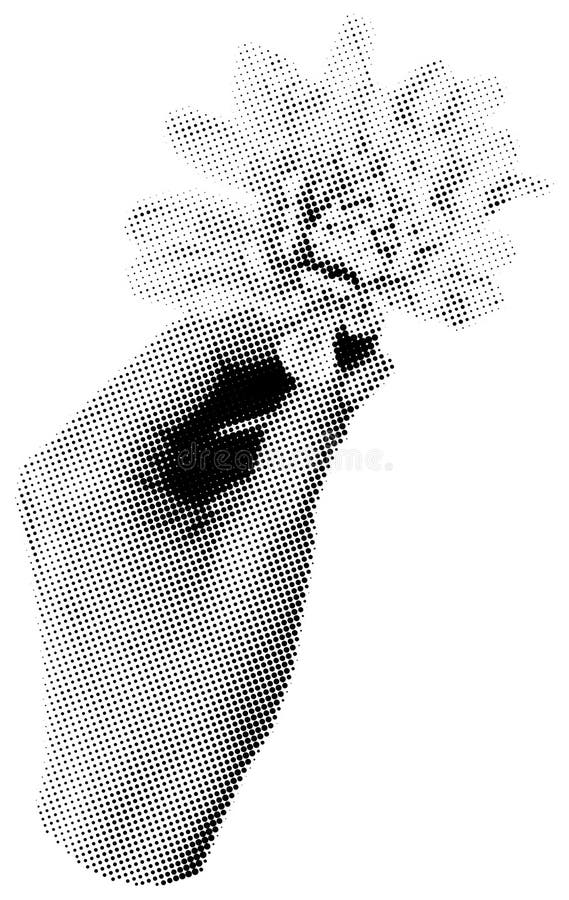 Halftone Hands with Flowers Stock Illustration - Illustration of ...