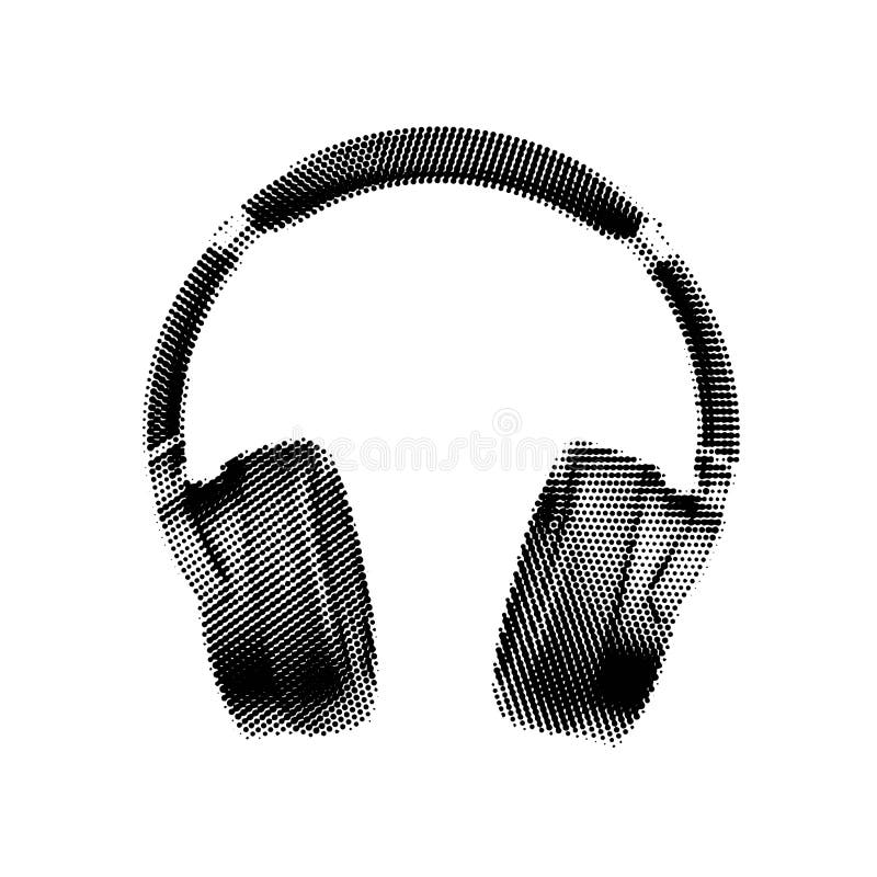 Halftone Headphones. Dots Texture Stock Vector - Illustration of ...