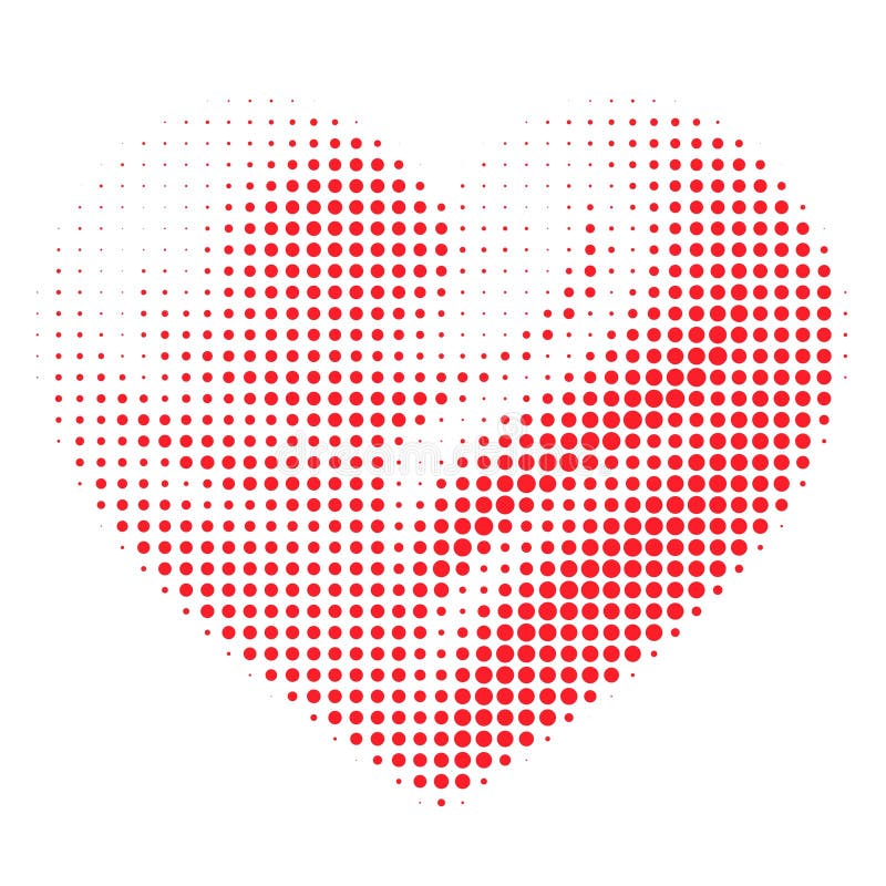 Halftone Heart Illustration in Red and White. Vector Dot Design ...