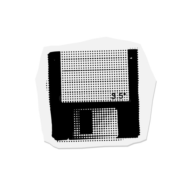 Halftone Floppy Disk Sticker Elements for Coolage on a White Background ...