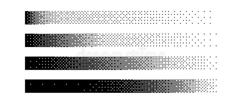 Halftone Horizontal Gradient Border Set. Black Long Dotted Header or ...