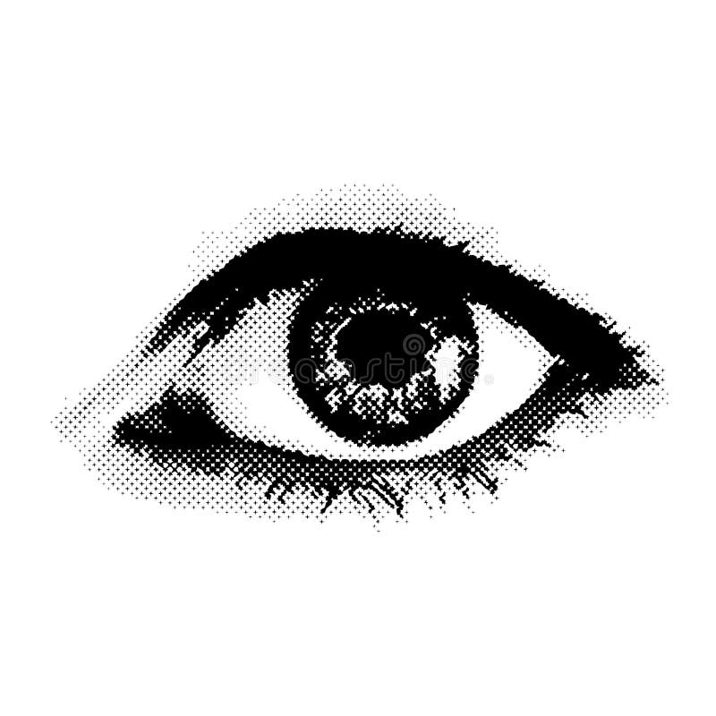 Halftone Human Eye Isolated Collage Cutted Sticker. Vector Illustration ...