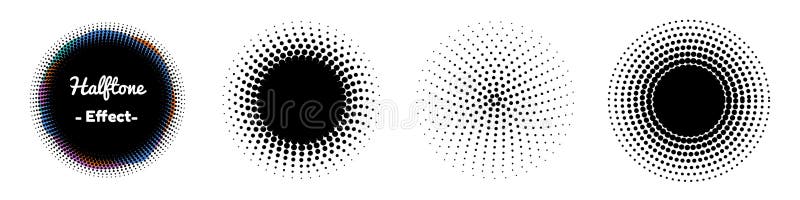 Halftone Icons Set - Different Vector Illustrations Isolated on ...