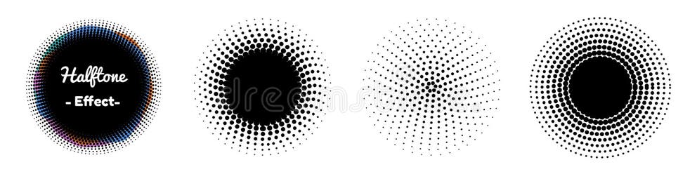 Halftone Icons Set - Different Vector Illustrations Isolated on White ...