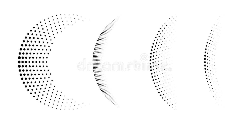 Halftone Incomplete Circle Dots Gradient Pattern Backgrounds Set. Curve ...