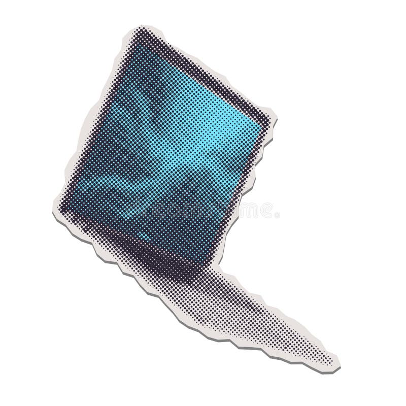 Halftone Laptop - Torn Out Isolated Paper Sticker on Transparent Background. Collage Element ...